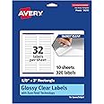Amazon.com : Avery Glossy Clear Rectangle Labels, Sure Feed Technology ...