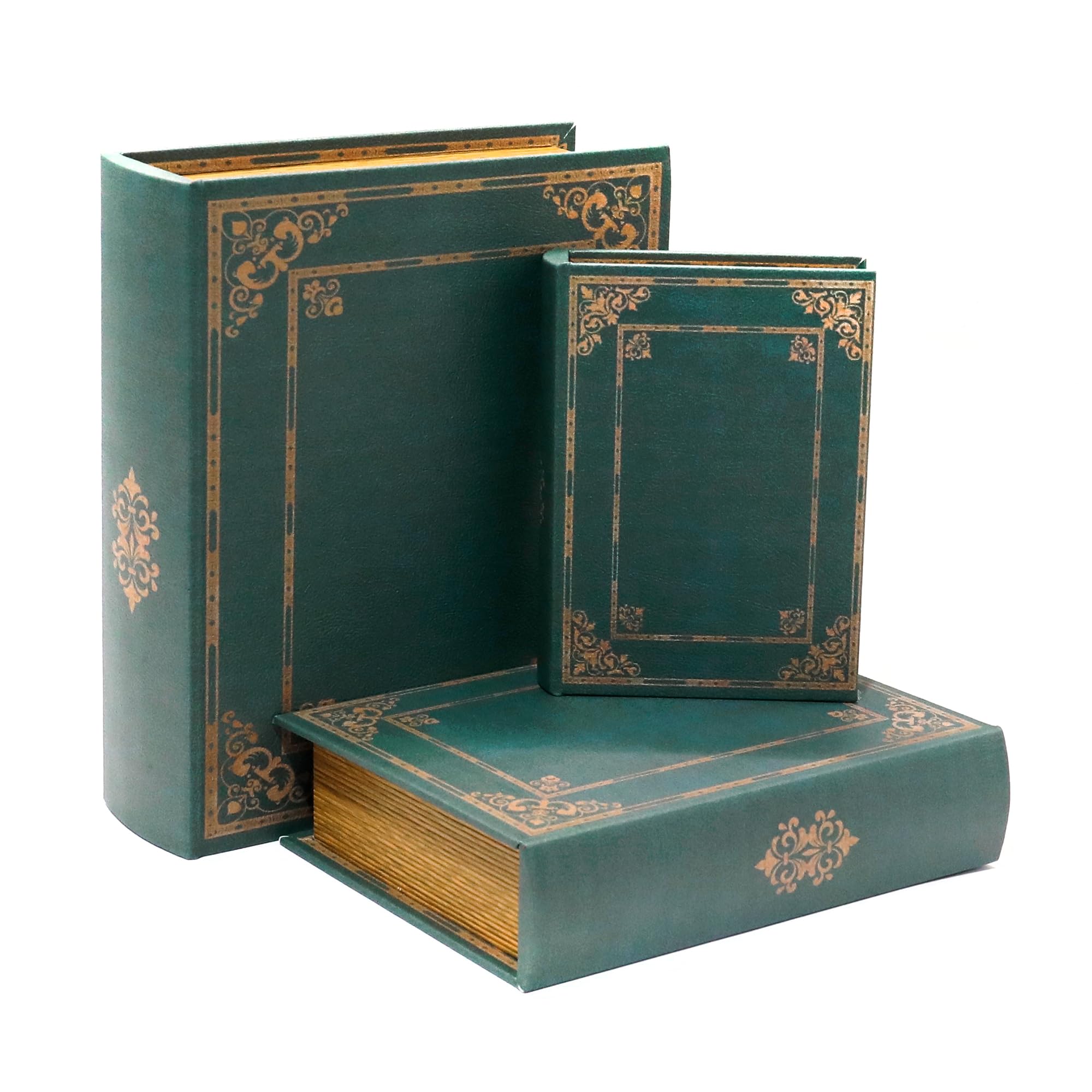 Jolitac Decorative Book Boxes, Vintage Style Fake Book Set of 3 Storage ...