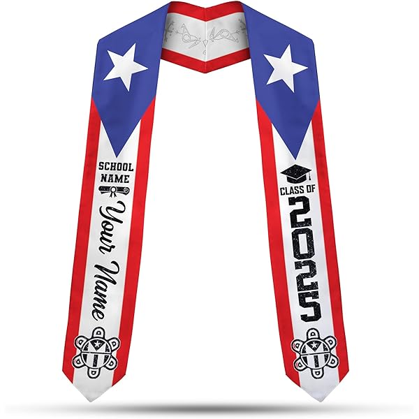 Puerto Rico Flag Personalized Puerto Ricans Flag Graduation Sash 2025 ...