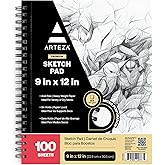 Amazon.com: ARTEZA Spiral Sketch Book 9x12 Drawing Pad 100 Sheets Sketch Pads for Drawing for ...