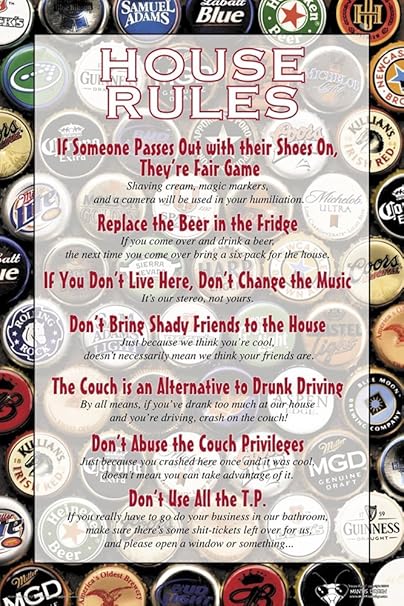 Amazon.com: College Dorm Party House Rules Novelty Drinking Humor ...