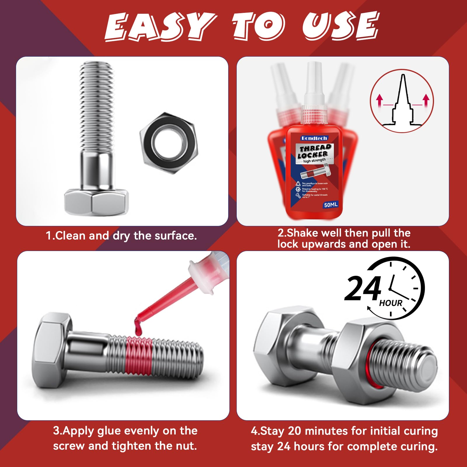 Mua Threadlocker Red, Thread Lock High Strength 50ML, Lock & Seal Metal ...