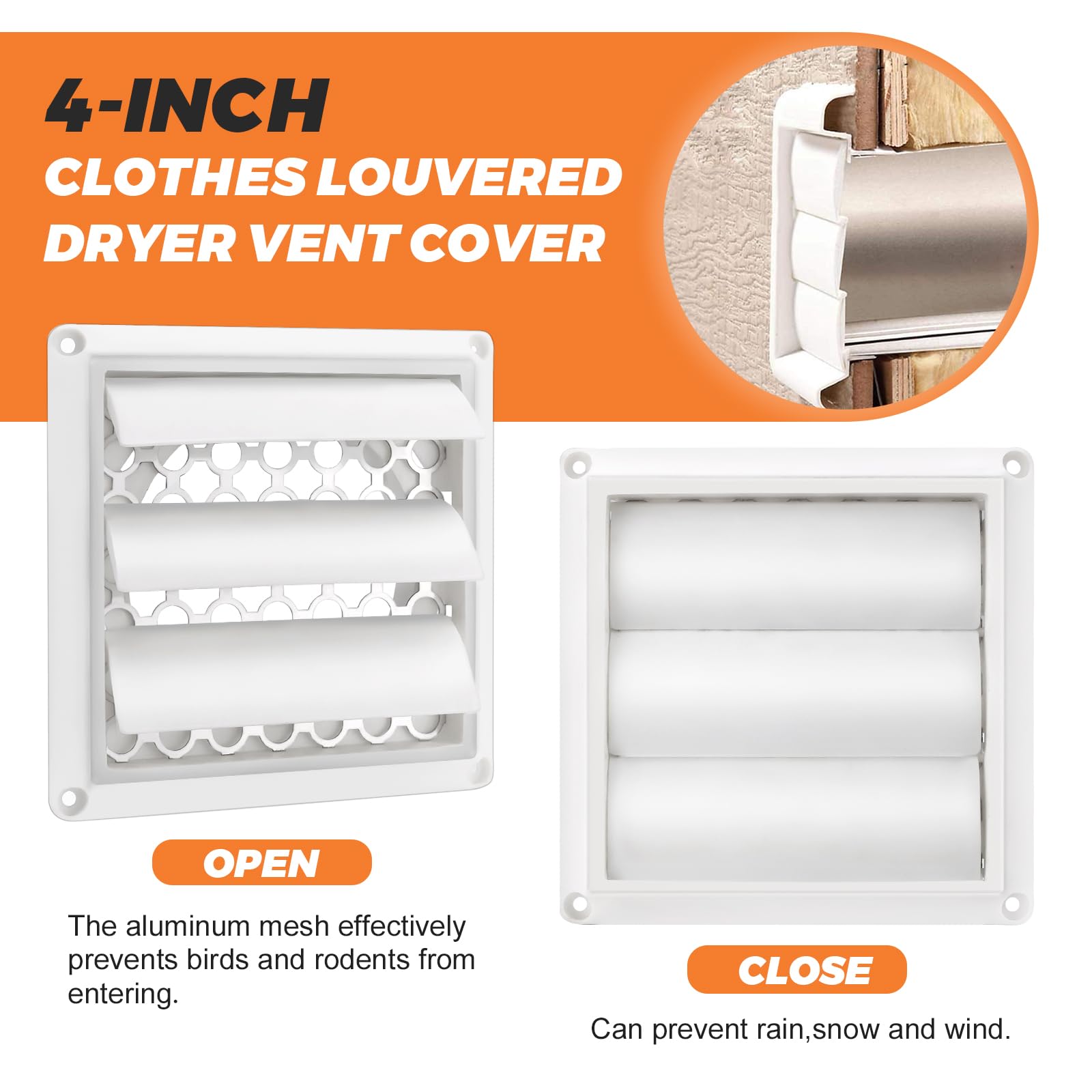 Mua 4" Louvered Dryer Vent Cover by Beaquicy - Outdoor White Exhaust ...