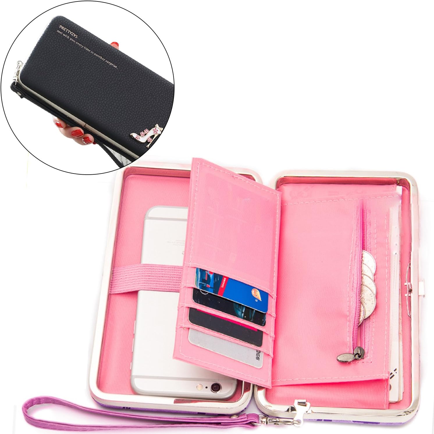 Cartera grande con compartimento para teléfono para mujer: Amazon.es ...