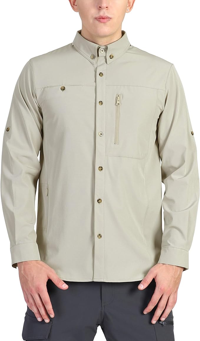 Amazon.com: Outdoor Ventures Men's Outdoor Hiking Shirt Long Sleeve UPF ...