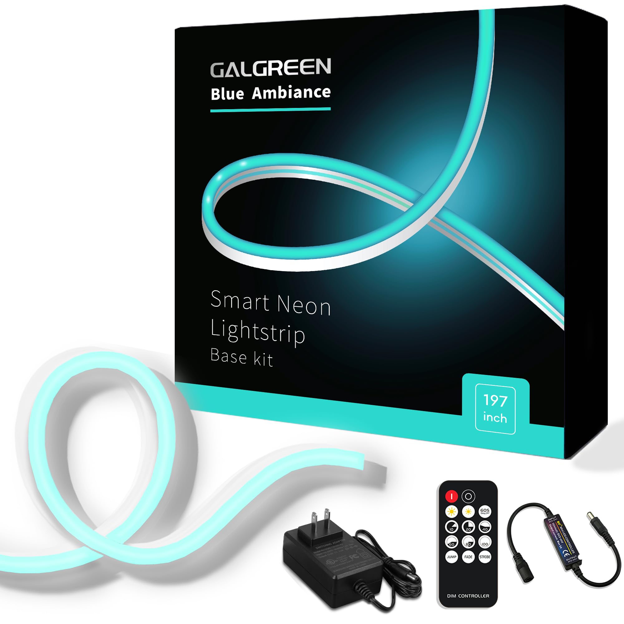 Galgreen Neon Rope Lights, 16.4ft Rope Lights with Dimmable Remote and ...