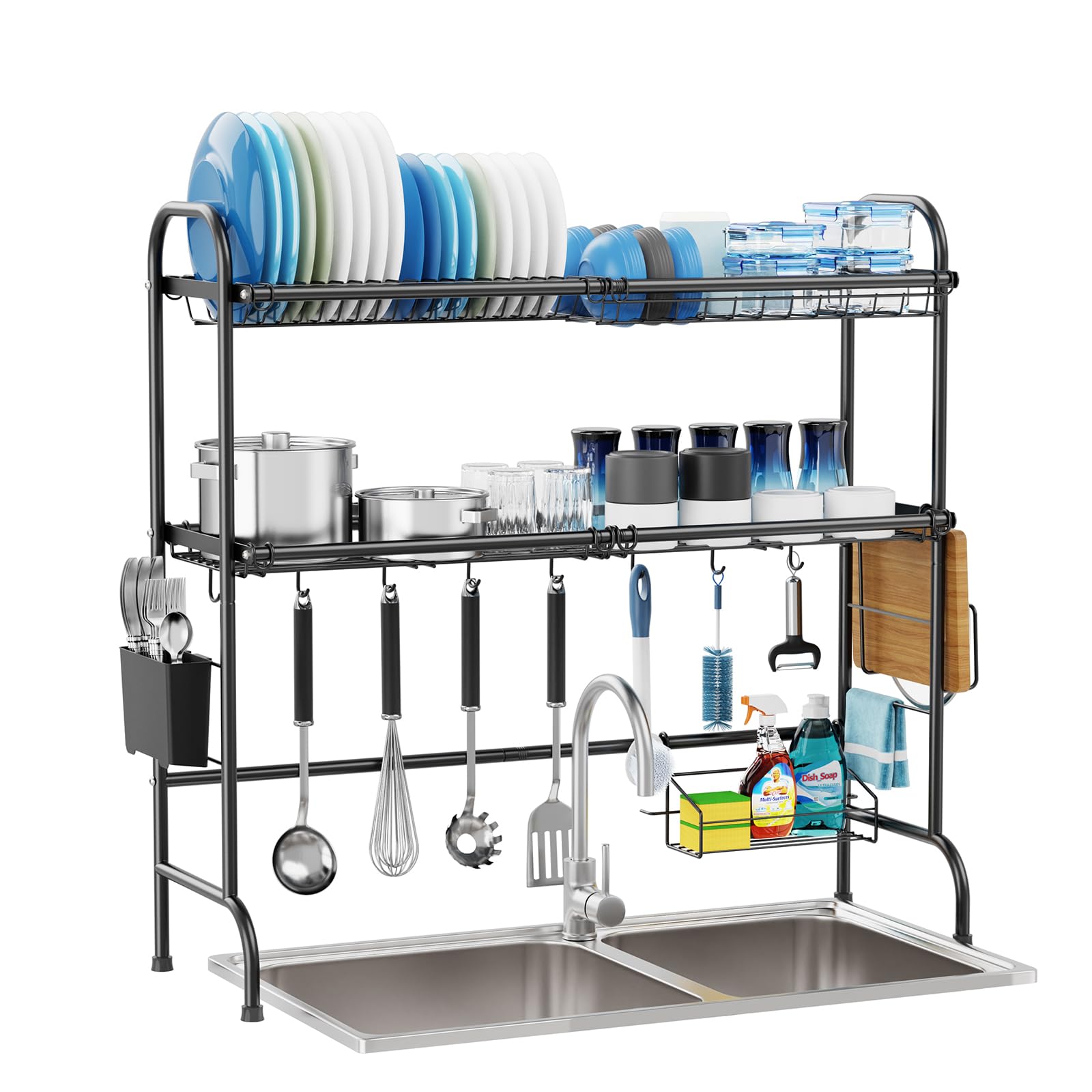 GSlife Stainless Steel Over The Sink Dish Drying Rack - 2 Tier Dish ...