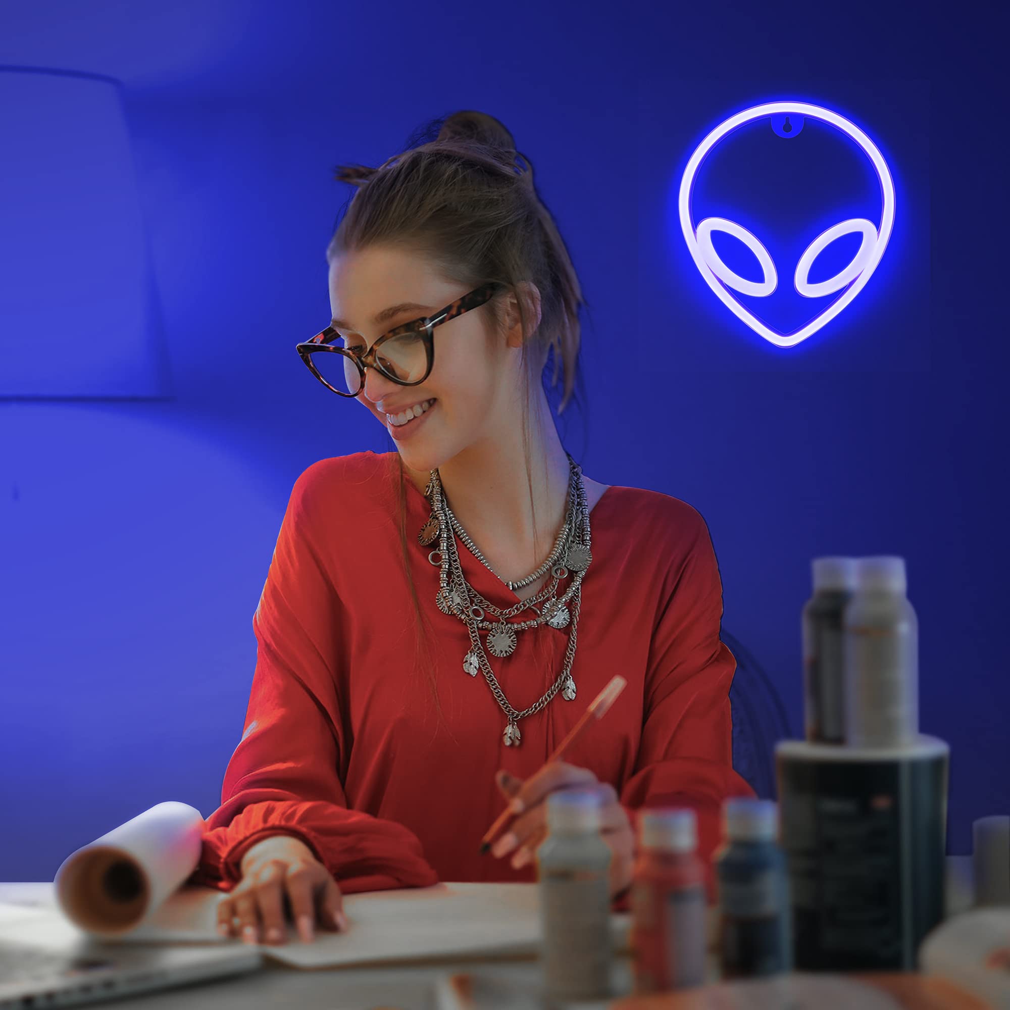 Mua Lumoonosity Alien Neon Sign, Blue Alien Decorations Neon Lights ...