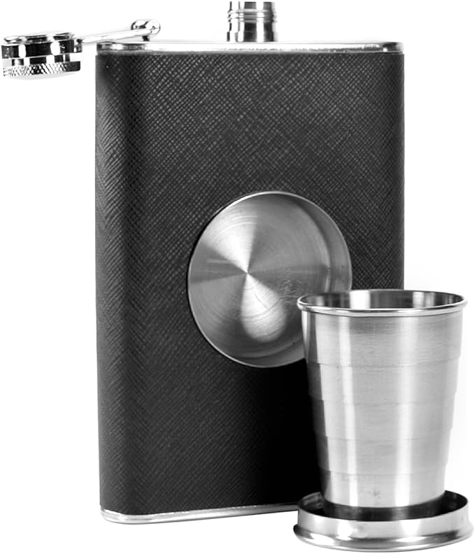 Hip Flasks for Men - Hip Flask with Shot Glass Built-in Collapsible Cup ...