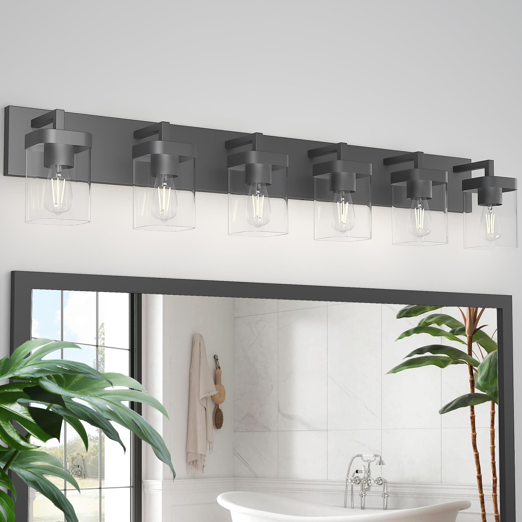 Danshinro Bathroom Vanity Light, Square Design 6 Lights Morden Bathroom ...