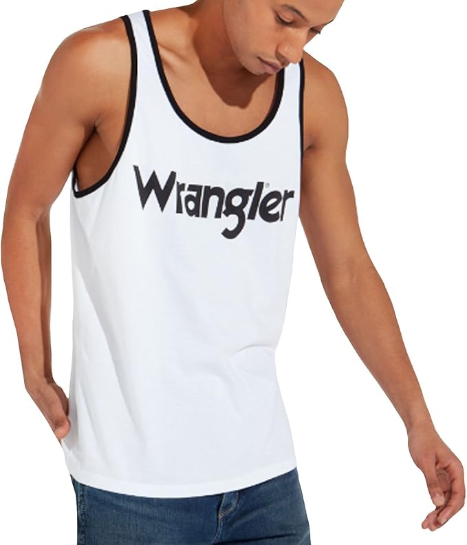 Wrangler Mens Ringer Relaxed Fit Tank Top - L White: Amazon.co.uk: Clothing