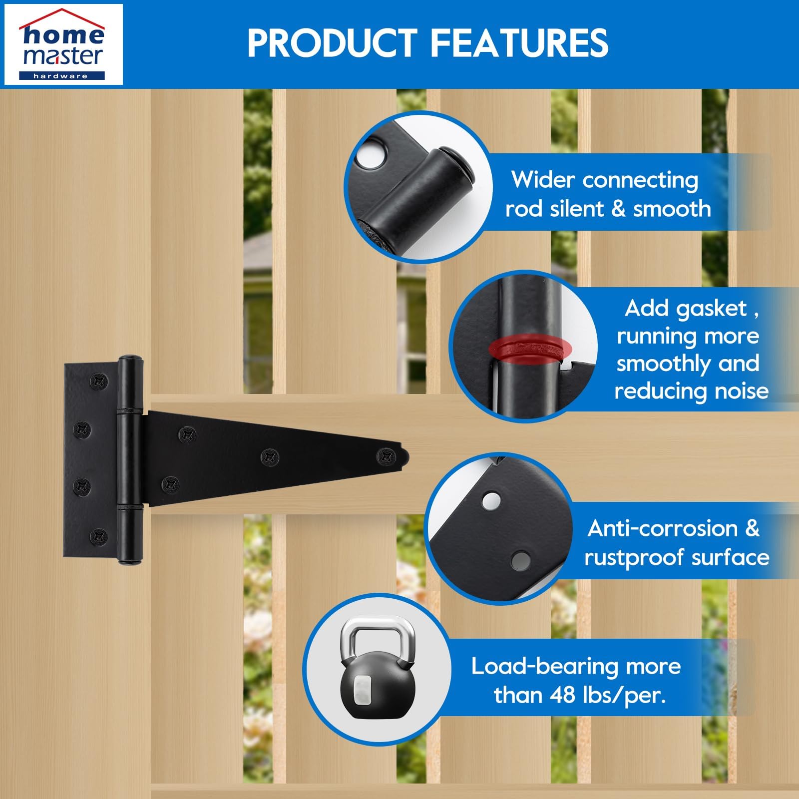 HOME MASTER HARDWARE 6 Inch Gate Hinges,Heavy Duty Shed Door Hinges For ...