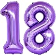Amazon.com: Number 18 Purple Balloons 40 Inch Giant Purple 18 Number ...