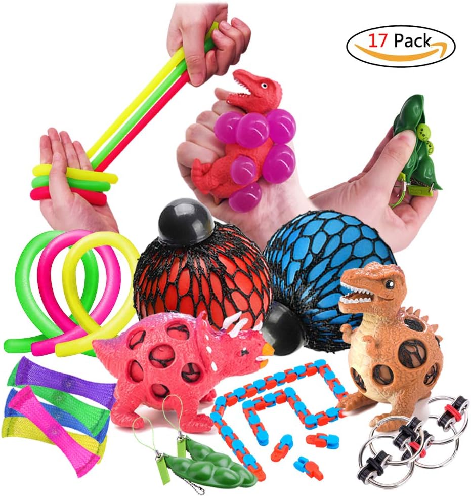 Fidget Toys 17Pcs Sensory Toys Autism Fiddle Toys Includes Squeeze Mesh ...