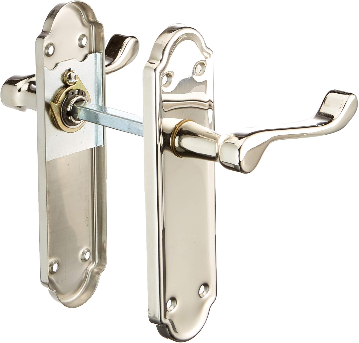 URFIC Ashworth Polished Nickel Lever Latch Modern Door Handle Set ...