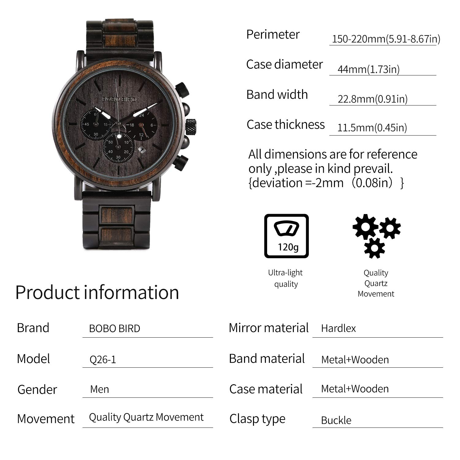 Mua 2win Mens Wooden Watches Luxury Stainless Steel Wood Watch for Men ...