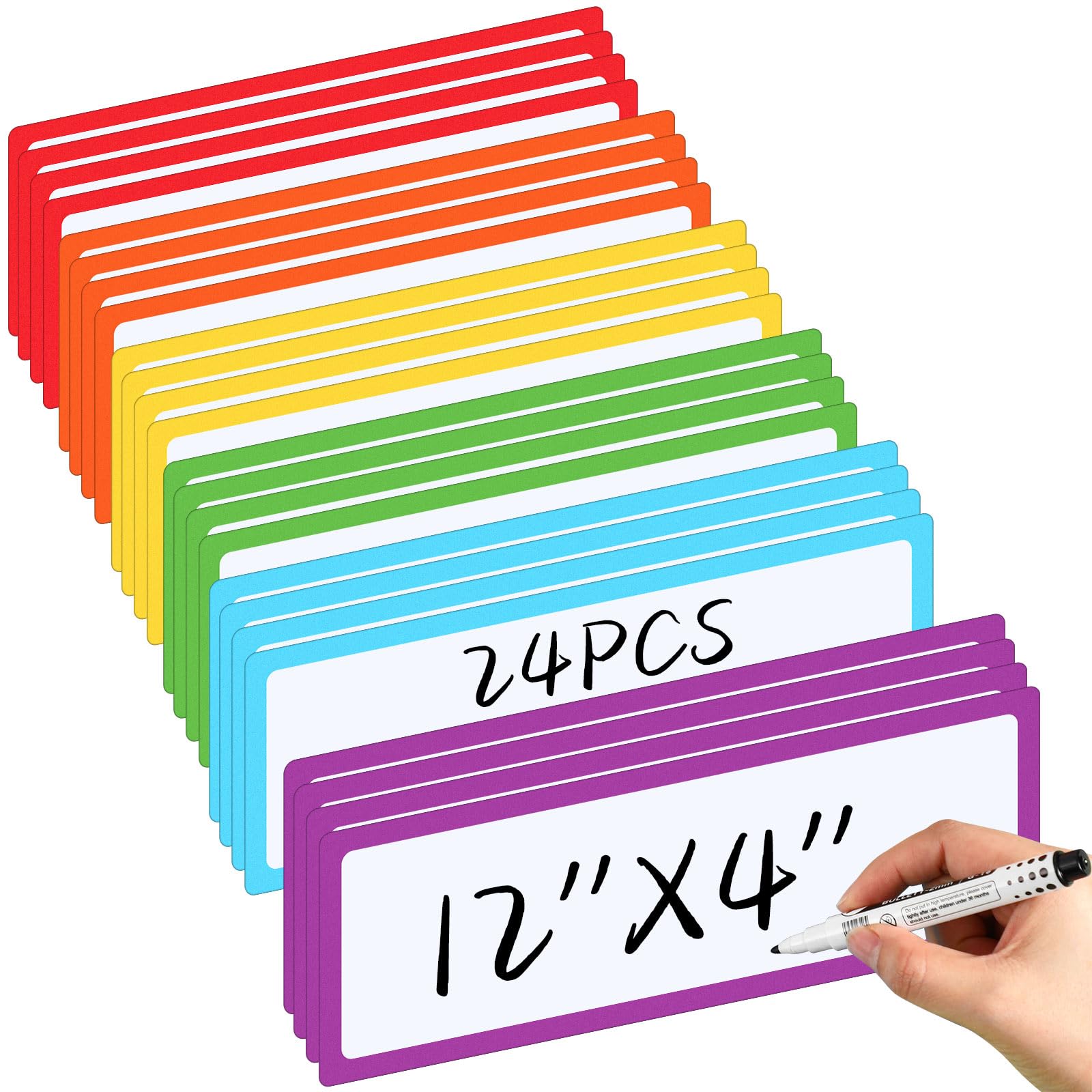 Trandraft 24 Pcs Large Magnetic Dry Erase Labels for Classroom, 12 x 4 ...