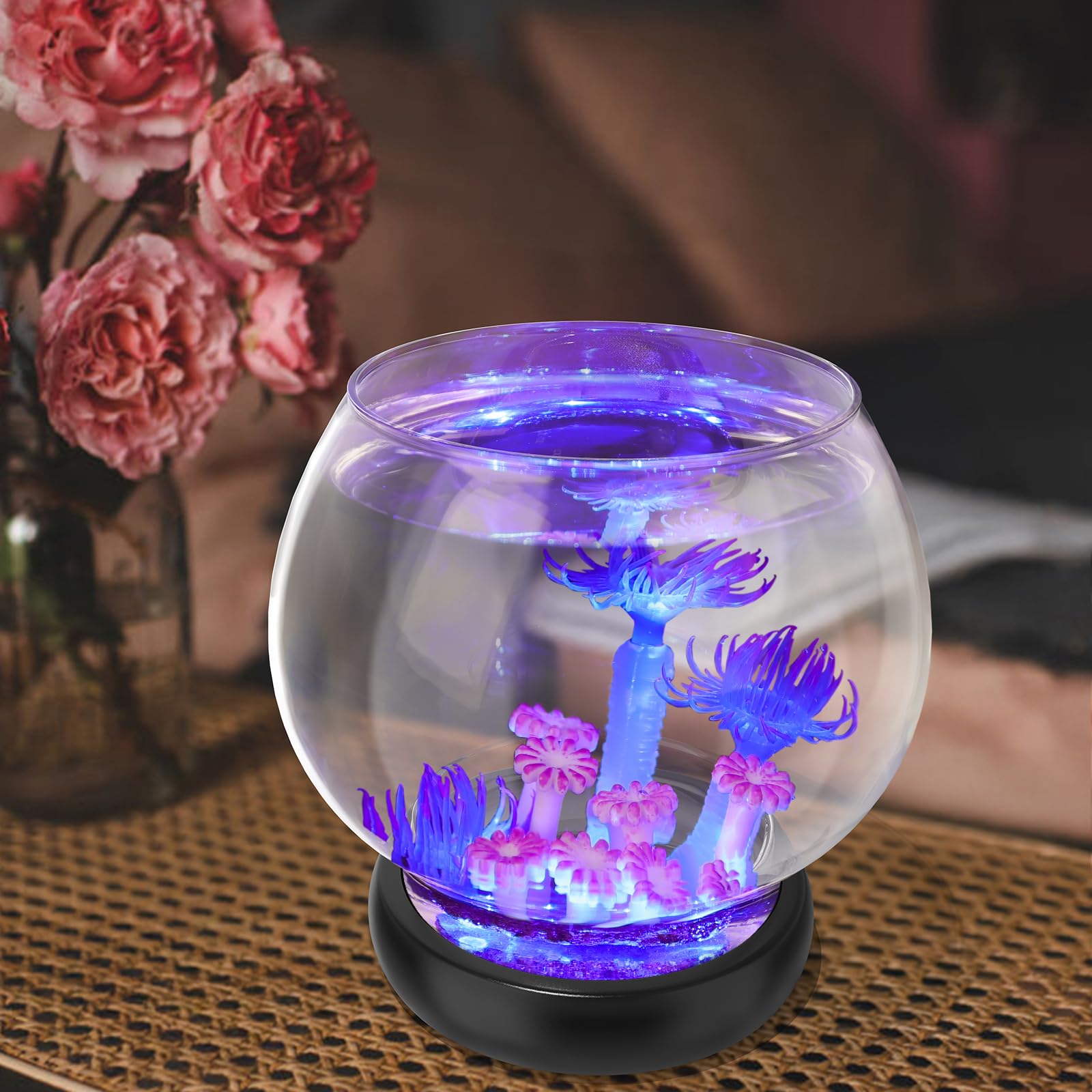hygger 0.5 Gallon/1 Gallon Glass Fish Bowl with LED Light and Decor ...