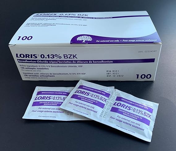 Loris 0.13% Benzalkonium Chloride wipes 100 Antiseptic Towels: Amazon ...