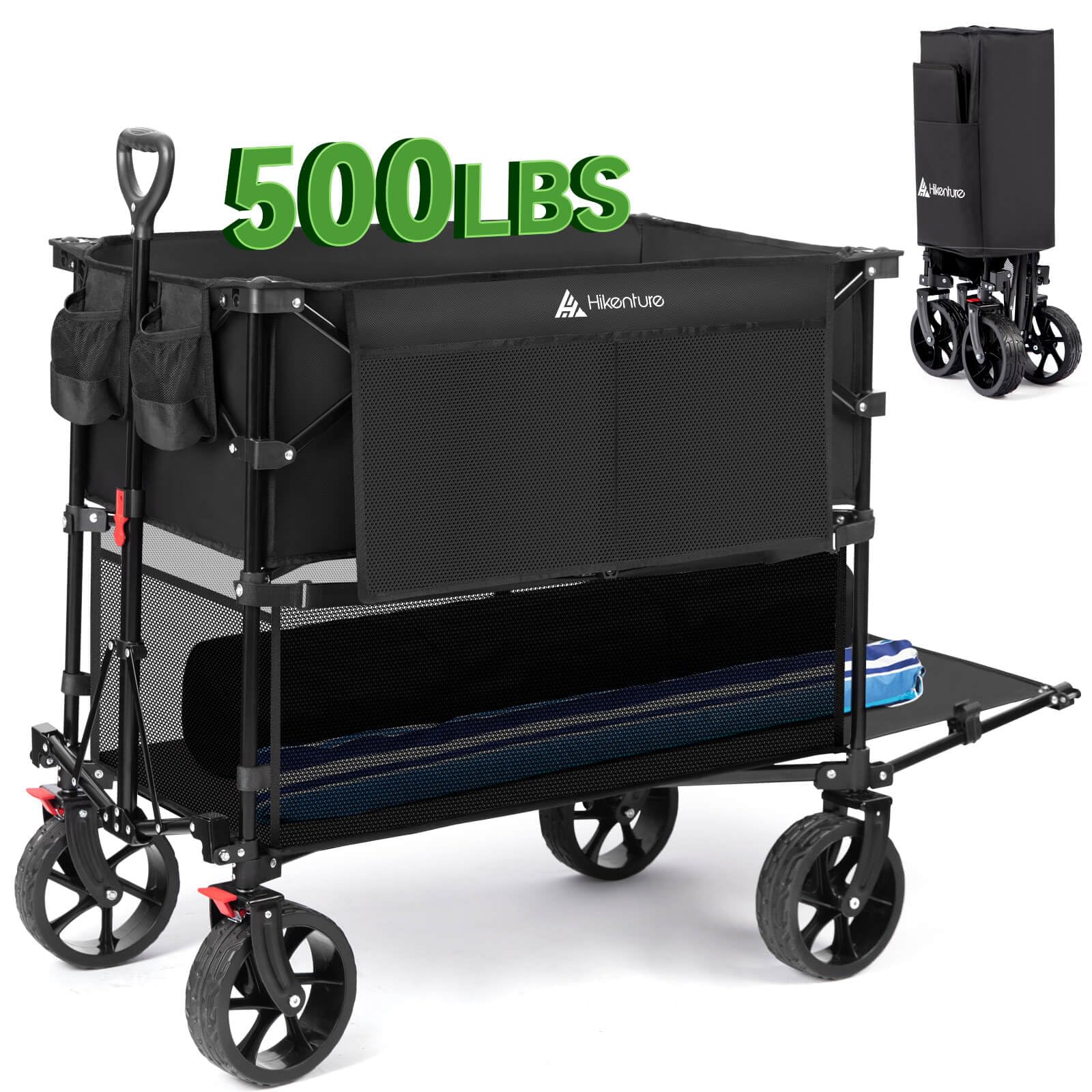 Hikenture Double Decker Wagon, 400L Extra Large Beach Wagon with Big ...