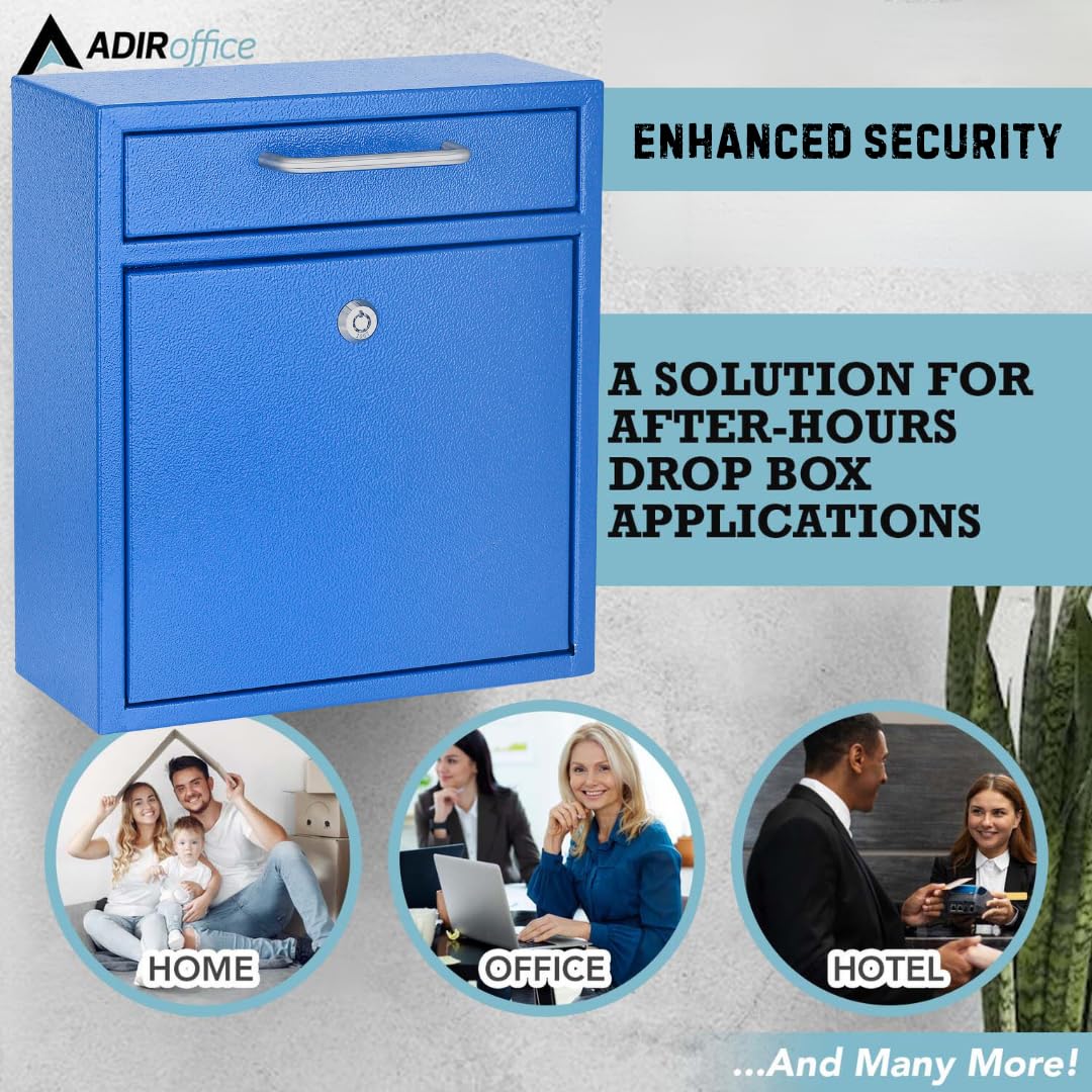 AdirOffice Wall Mount Mailbox - Mailbox With Lock And Keys- Durable ...