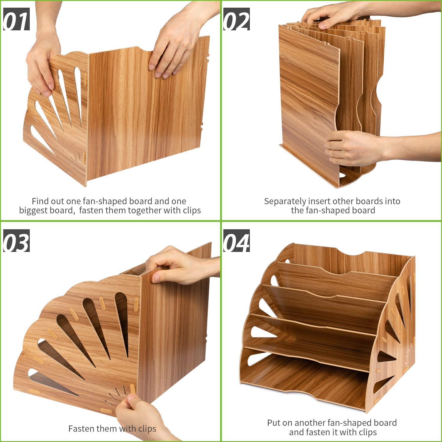 Tonsmile Wooden Filing Trays, Large Wood Office Desk Stationery ...