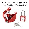 Outdoor Faucet Lock with Safety Padlock, 1set, ABS Plastic Red Secure ...