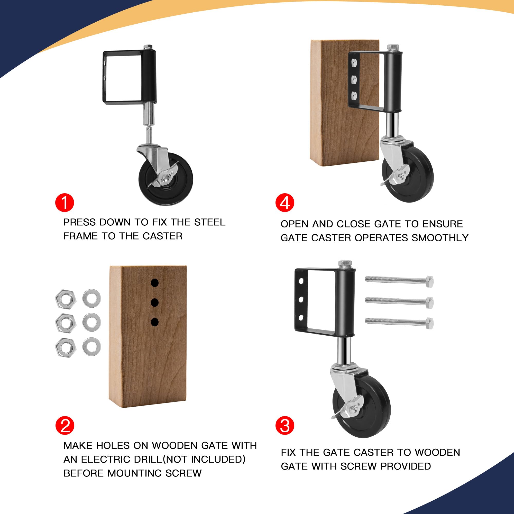 Mua Tcatec 2 Pack Spring Loaded Adjustable Gate Wheels, 4 inch Wheel ...