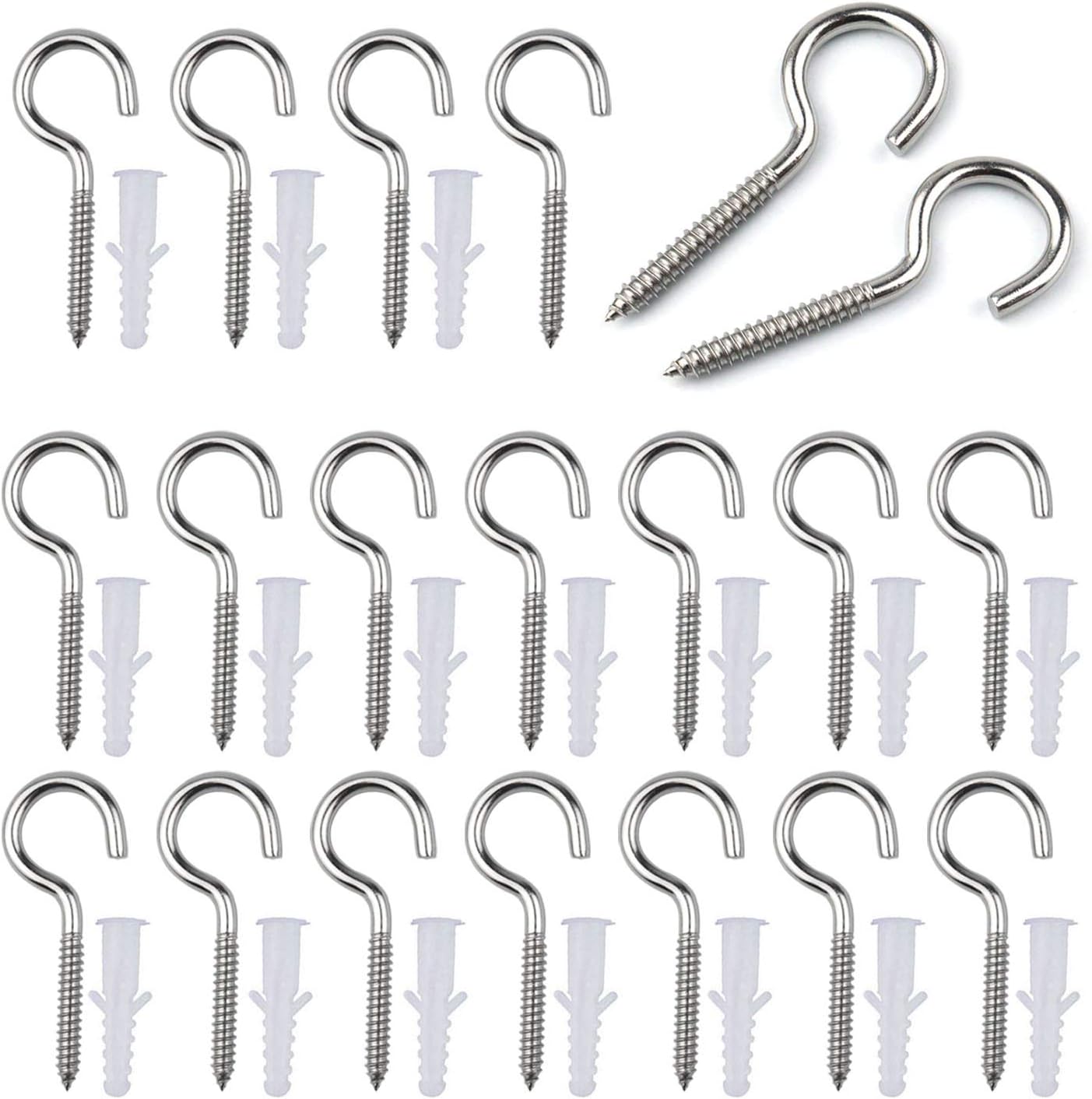 Amazon.com: 20Pcs 2.6 inch 304 Stainless Steel Ceiling Hooks Round End ...