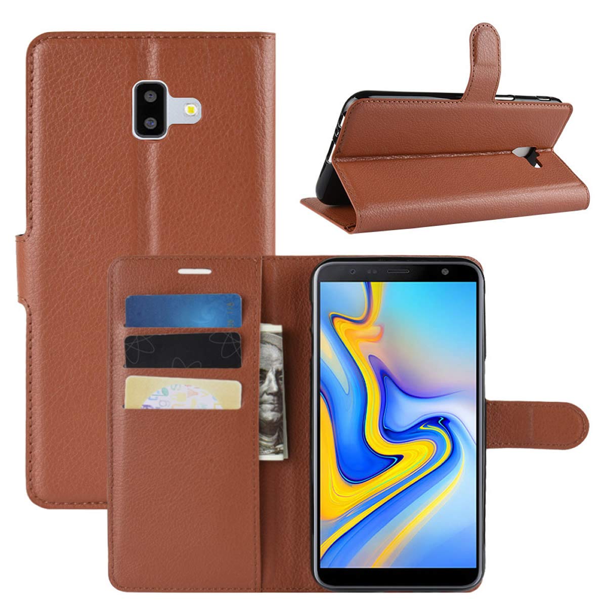 HualuBro Samsung Galaxy J6 Plus Case, Premium PU Leather Wallet Flip ...