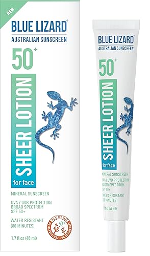 Blue Lizard Mineral Sunscreen SPF 50+ with Sheer Face Lotion SPF 50+, 8 ...