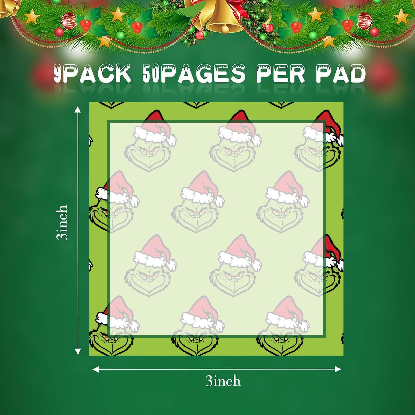 9 Pieces Christmas Sticky Notes Christmas Design Self-Adhesive Note ...