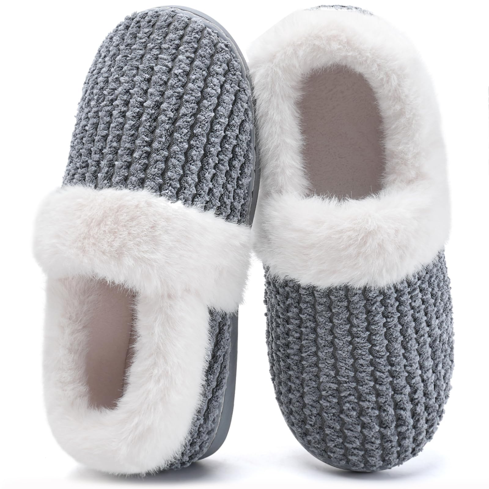 WateLves Women's Slippers Fuzzy Memory Foam Closed Back Slippers Coral ...