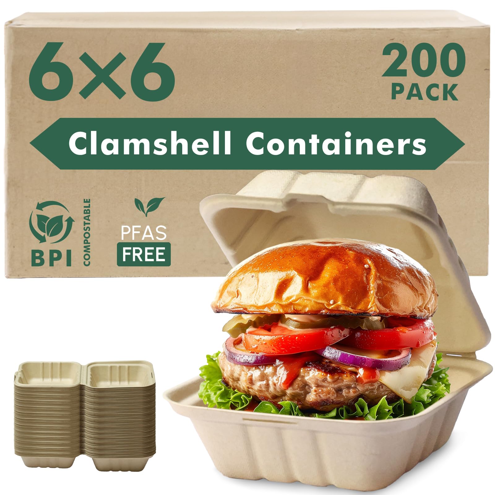 Mua yoyomax [6x6-200Pack] 100% Compostable To Go Food Containers with ...