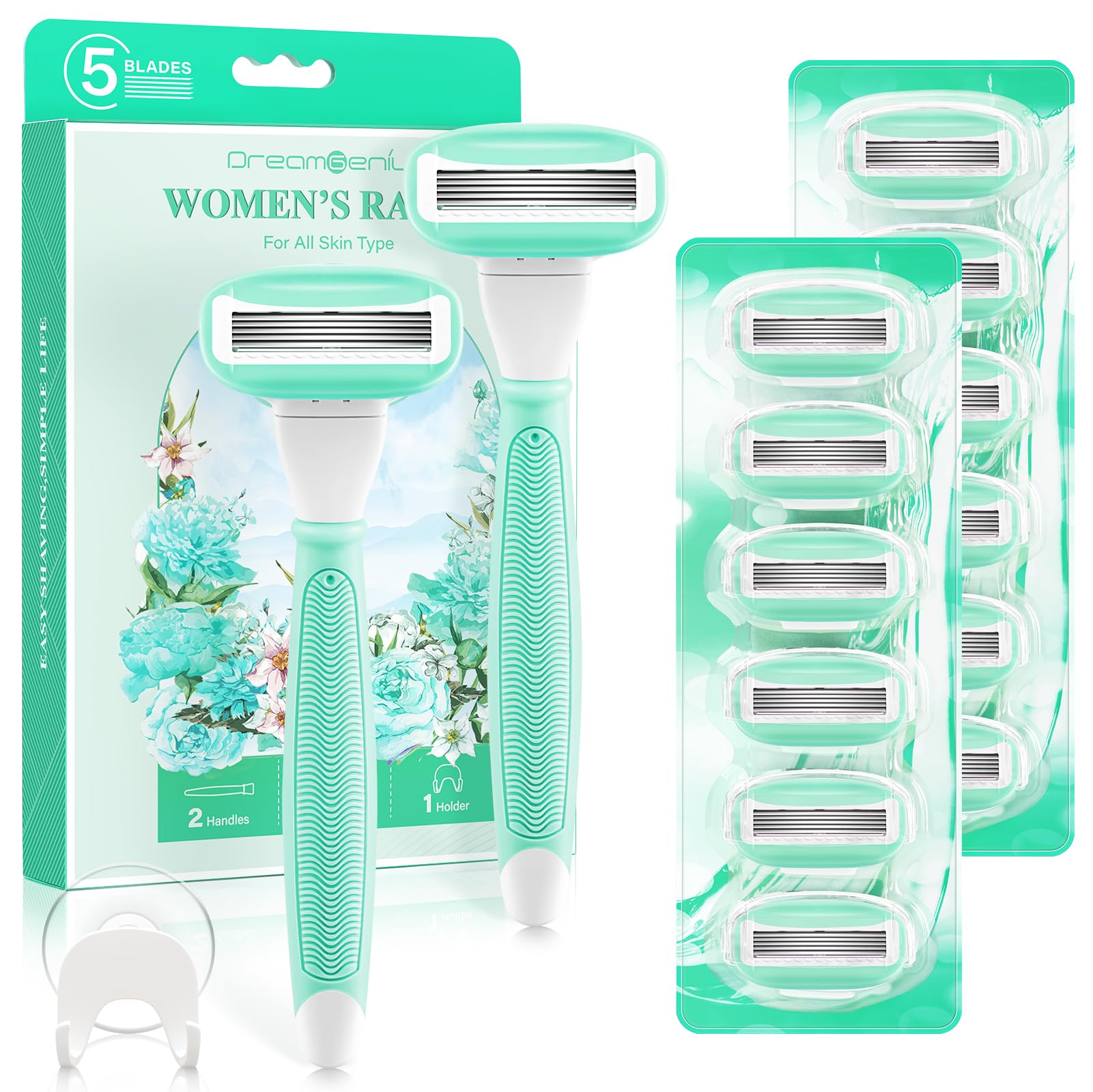 DreamGenius Razors for Women Include 2 Non-Slip Handles and 14 Blade ...