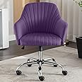 Amazon.com: Anwickhomk Purple Vanity Desk Chair Comfy with Back and ...