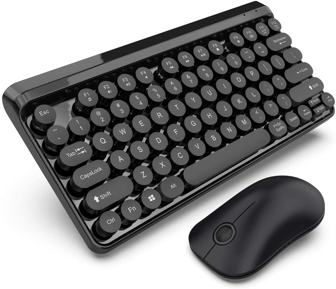 Buy Wireless Keyboard and Mouse Set, 2.4GHz Wireless Cute Retro Round ...