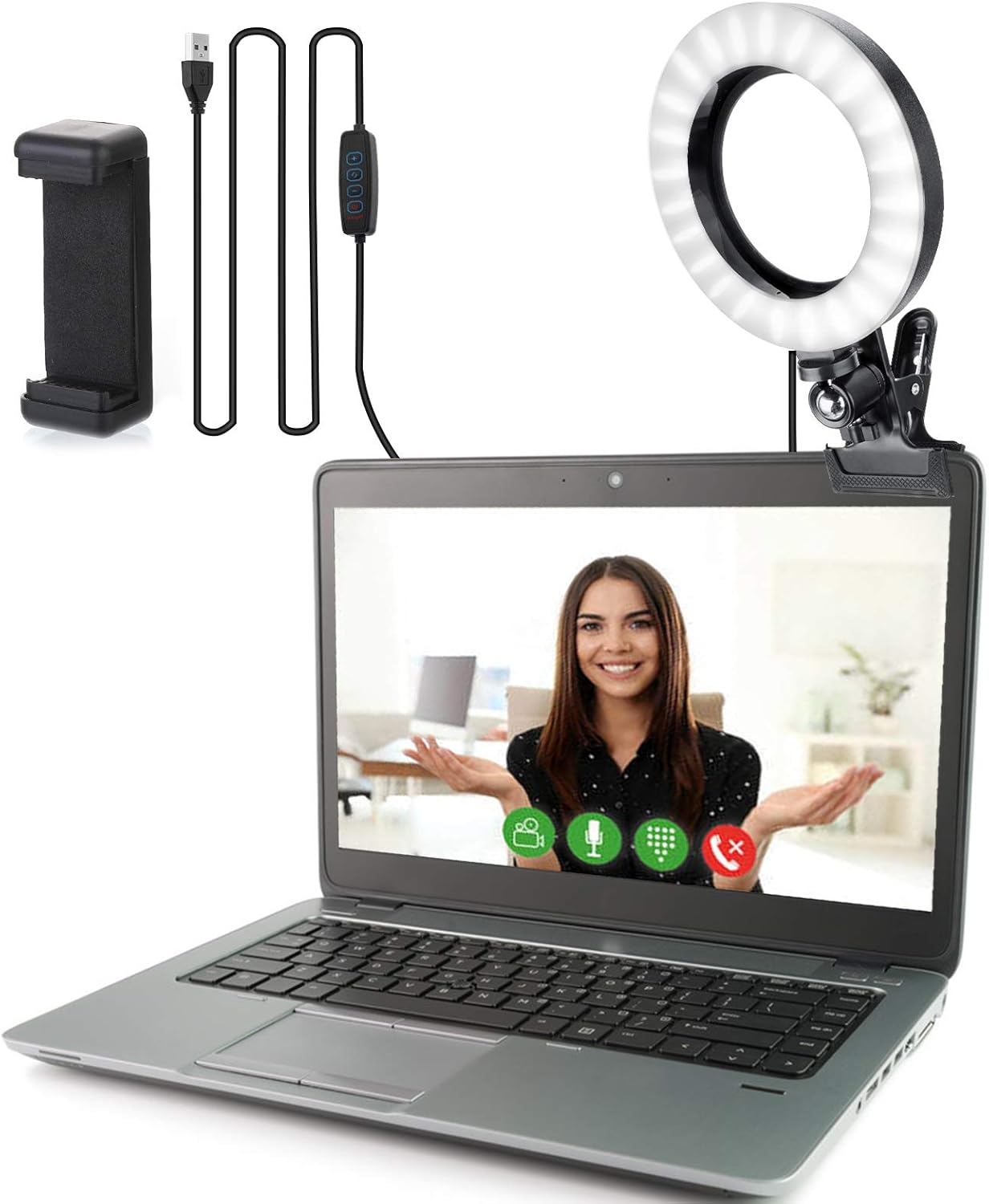 Conference Lighting Kit Ring Light with Phone Holder Laptop Light ...