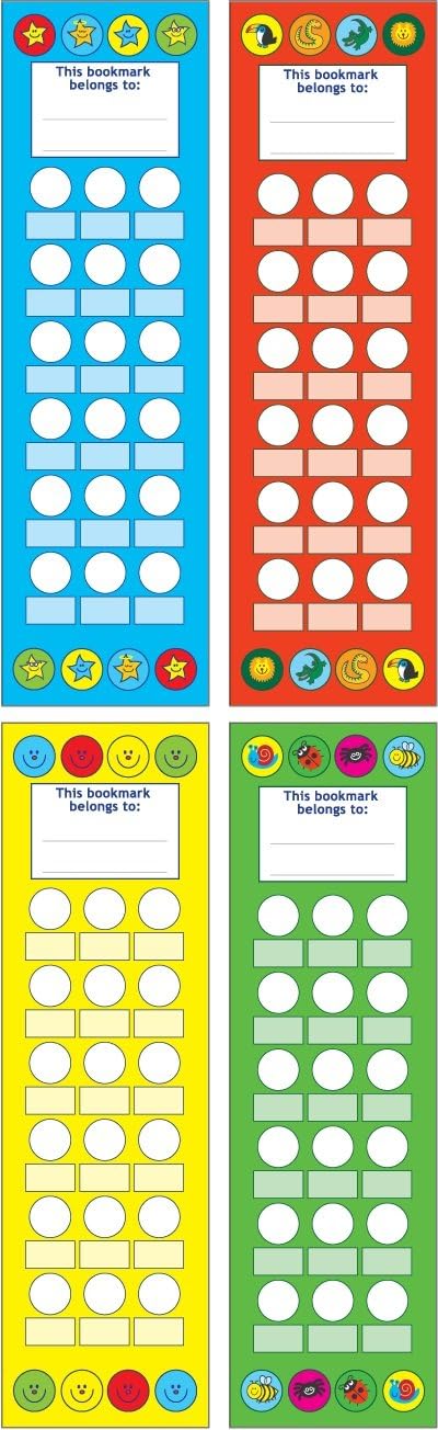 Mixed pack of 40 reward bookmarks for use with 10mm stickers – BigaMart
