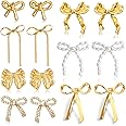 Amazon.com: GIFIKOI Gold Bow Earrings for Women Classic Ribbon Bow Stud Earring Set: Clothing ...