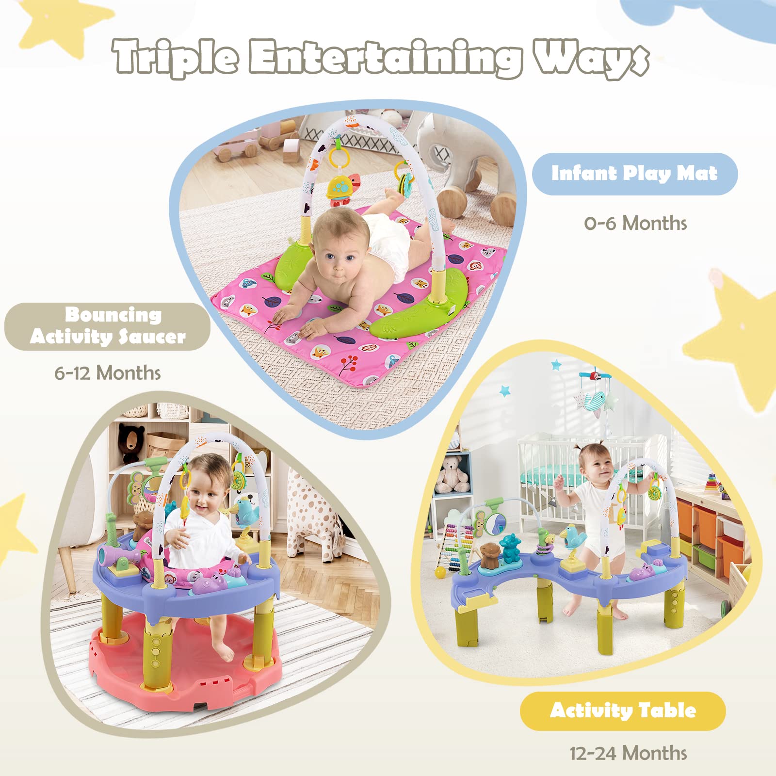 Mua HONEY JOY Baby Bouncer Activity Center, 3-Stage Bouncing Activity ...