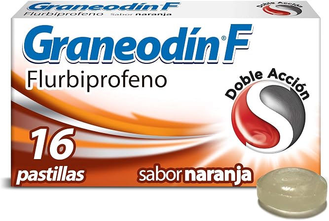 Graneodín F para Dolor e Inflamación de Garganta sabor naranja caja con ...