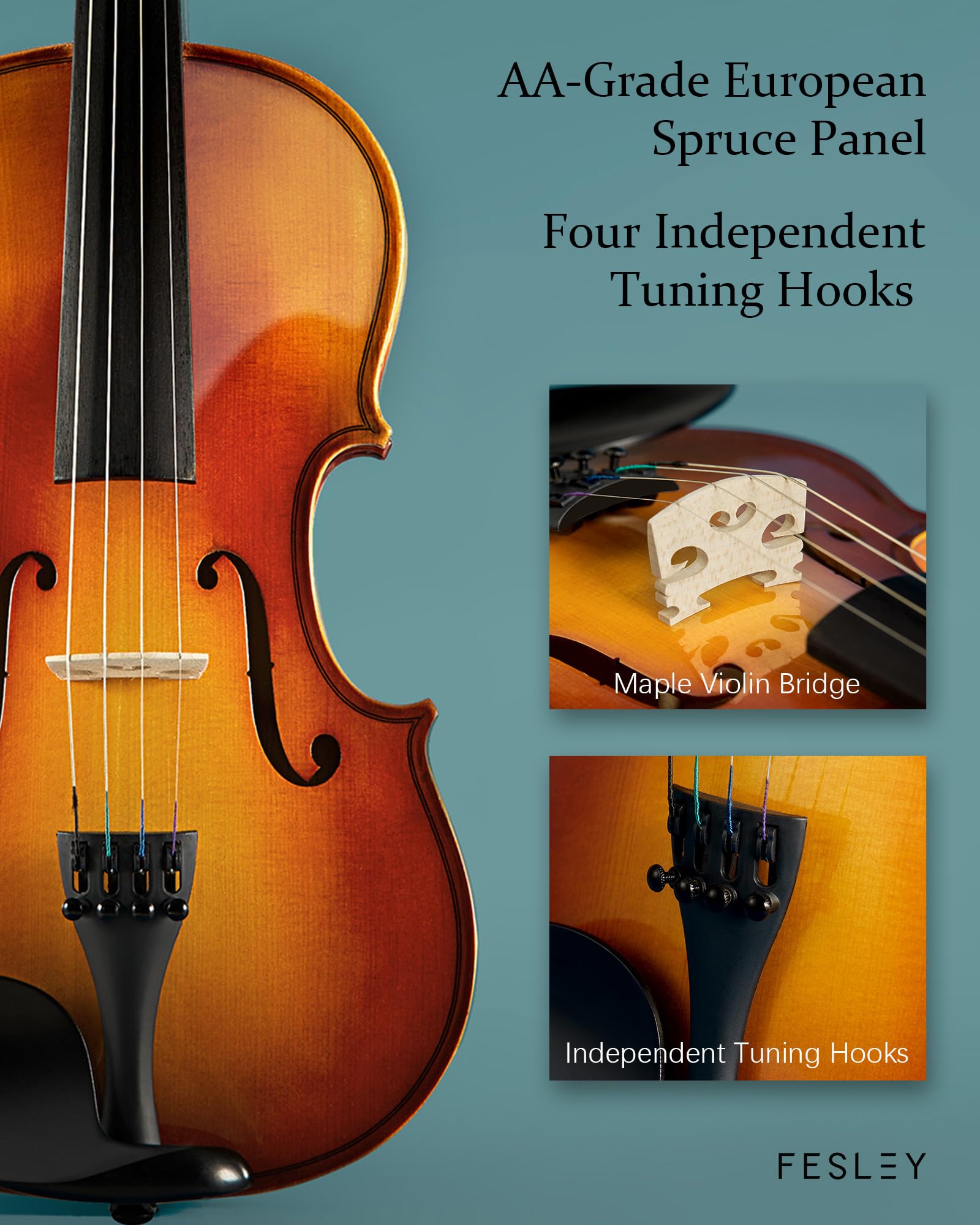 Mua Fesley Violin Fiddle Full Set: 4/4 Polished Violin Kit for ...