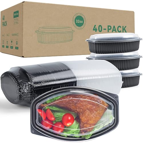YANGRUI Take Out Containers, Shrink Wrap 40 Pack 32oz Leak Proof ...