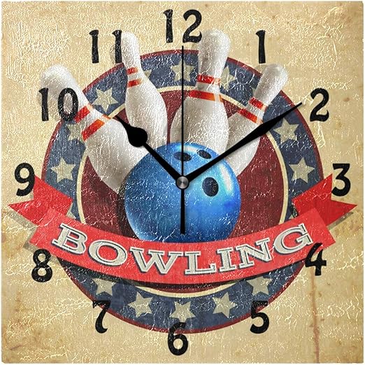 Amazon.com: SEULIFE Wall Clock Bowling Sport Ball Pattern, Silent Non ...