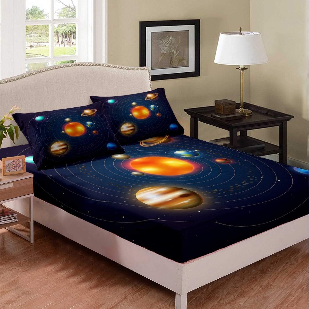 Amazon.com: Feelyou Cosmic Astronomy Decorative Fitted Sheet Set Solar ...