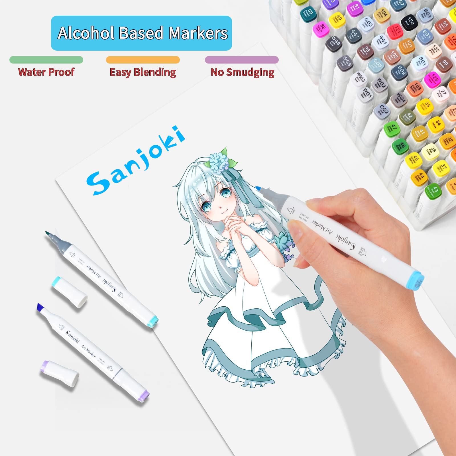 Mua Sanjoki アルコールマーカー 120色 太字&細字デュアルチップ パーマネントアーティストスケッチマーカー 子供と大人用 ...