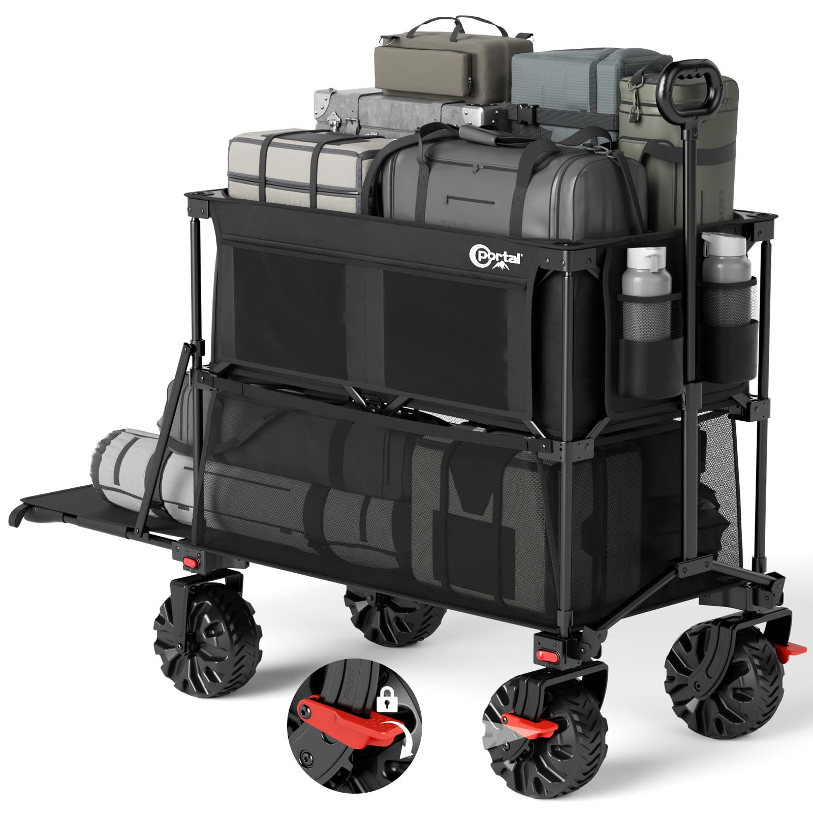 PORTAL 400L Large Capacity Collapsible Double Decker Wagon with Brakes ...