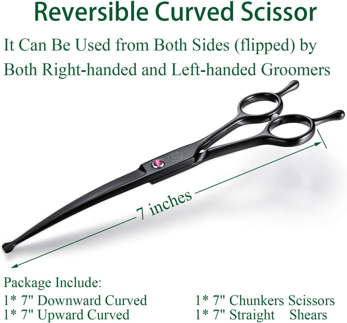 Moontay 7″ Dog Grooming Scissors Set, Reversible Trimming Thinning ...