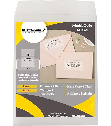 2x3 Labels Mr-Label 2x3 Glossy Frosted Clear Labels - 25 Sheets ...